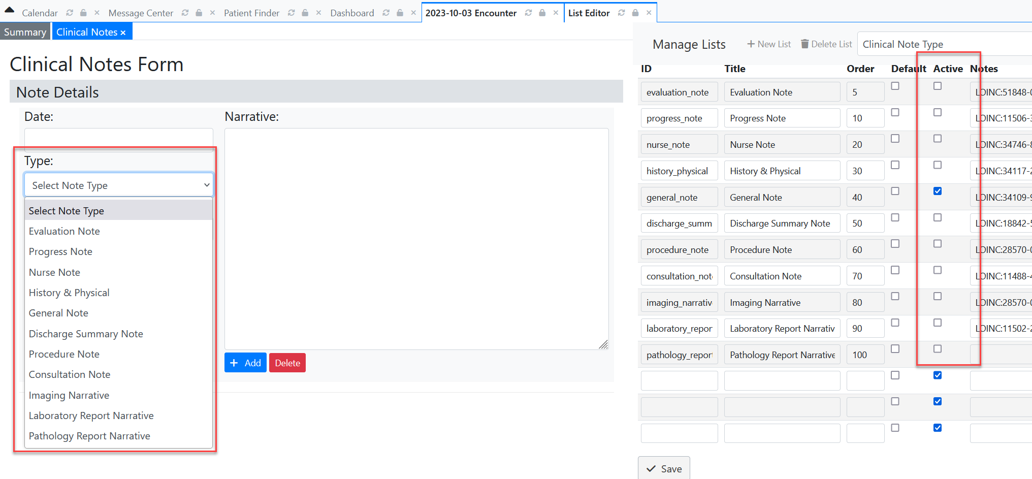 Bug Clinical Note Type Does Not Respect Active Flag · Issue 6908 · Openemr Openemr · Github