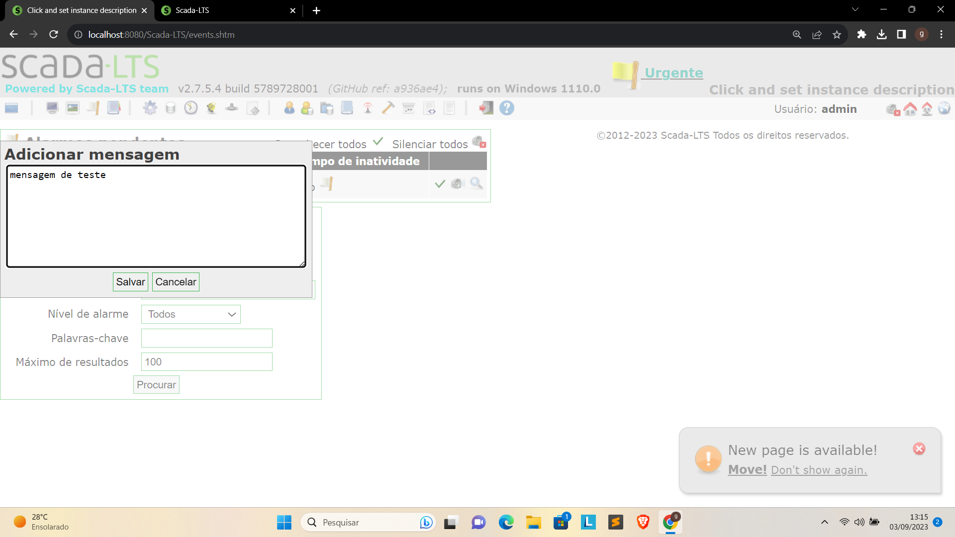 error in the report when writing message in the alarm · Issue #2684 · SCADA-LTS/Scada-LTS · GitHub