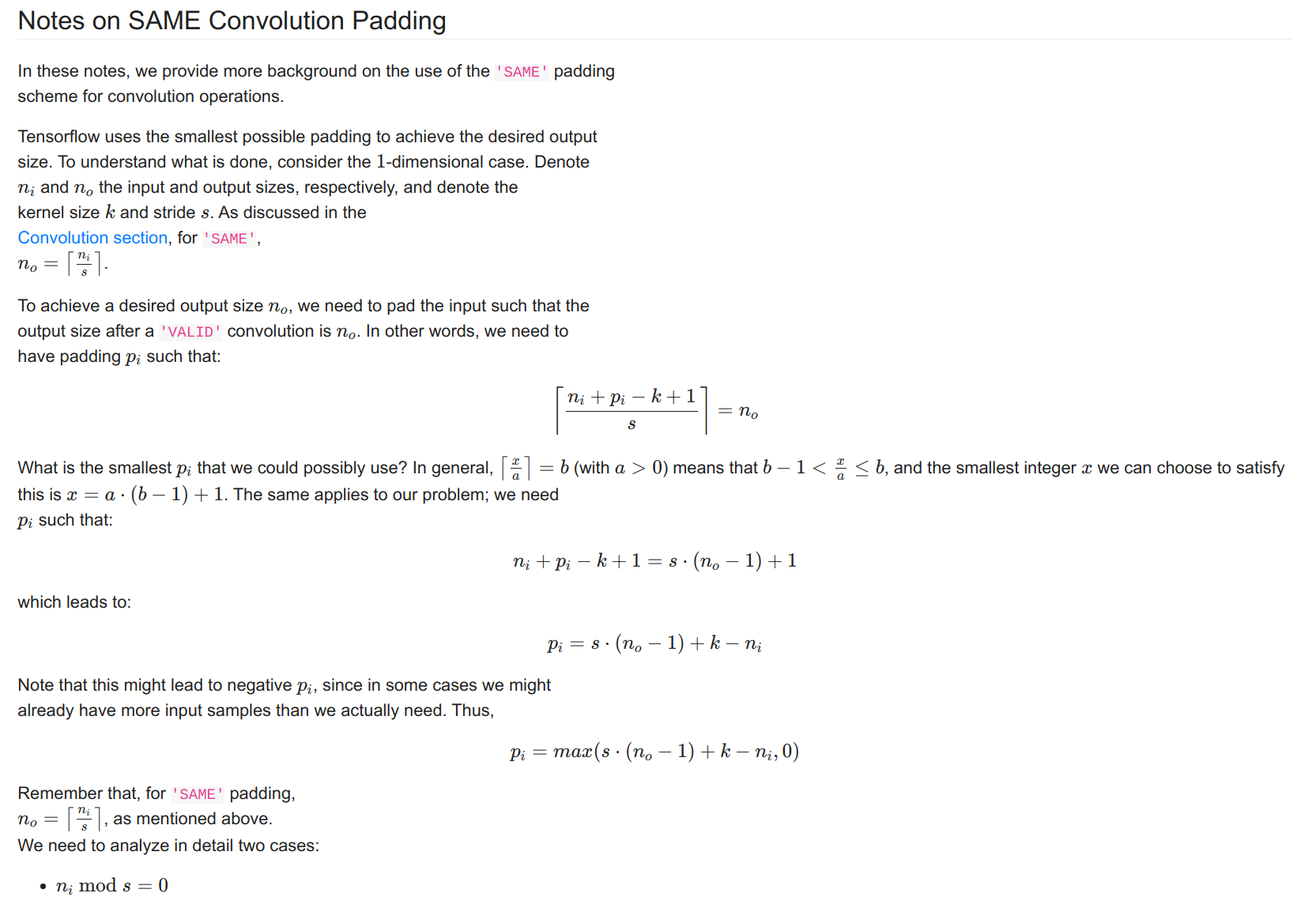 Documentation About Convolution Padding Computation Is Missing · Issue 46980 · Tensorflow 8661