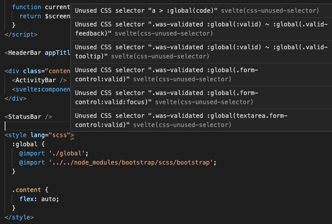 Inconsistent warnings between compilation and VSCode using global SCSS ...