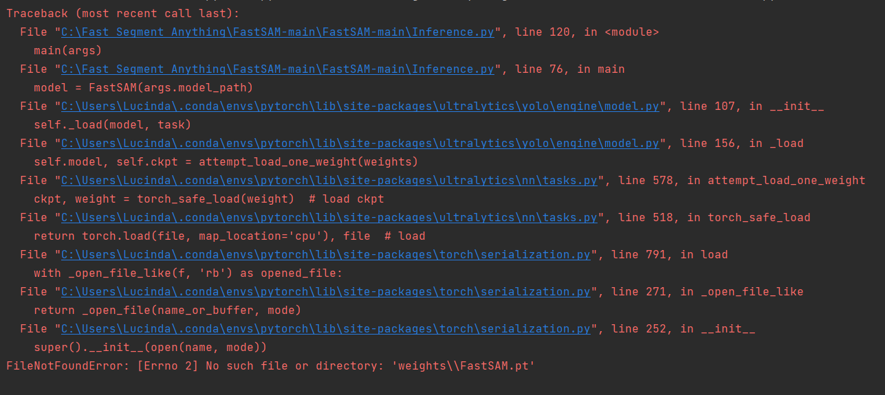 FileNotFoundError: [Errno 2] No such file or directory: 'weights\\FastSAM.pt' · Issue #66 ...