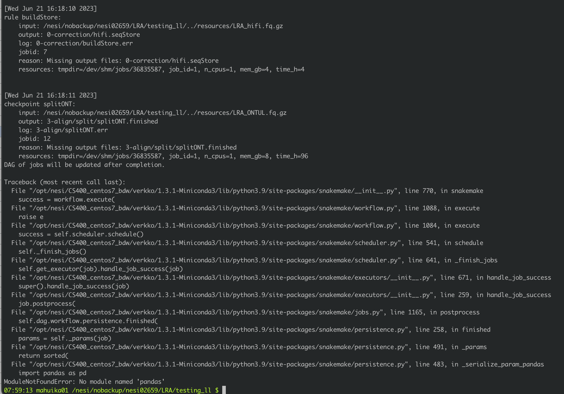 verkko module is missing pandas extension · Issue #1 · GenomicsAotearoa/long-read-assembly · GitHub