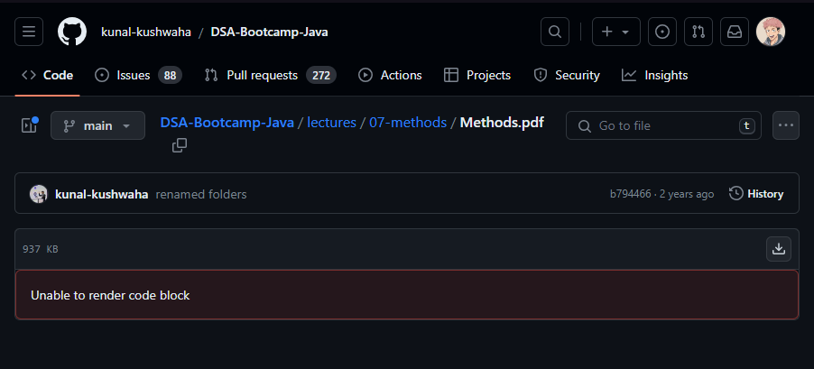 Functionsmethods Notes Not Rendering · Issue 1120 · Kunal Kushwahadsa Bootcamp Java · Github