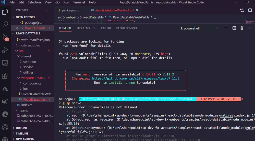 Can't run react-datatable locally · Issue #1852 · pnp/sp-dev-fx-webparts · GitHub