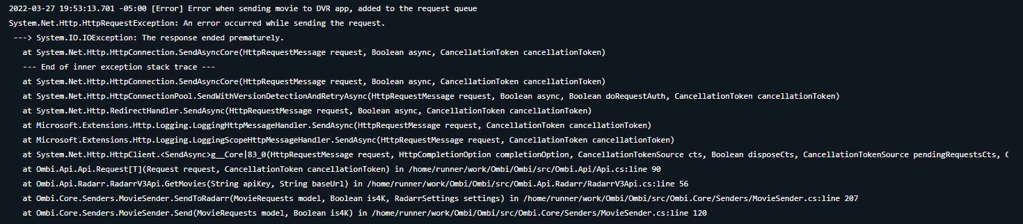 Radarr frequent failed reuqests · Issue #4564 · Ombi-app/Ombi · GitHub