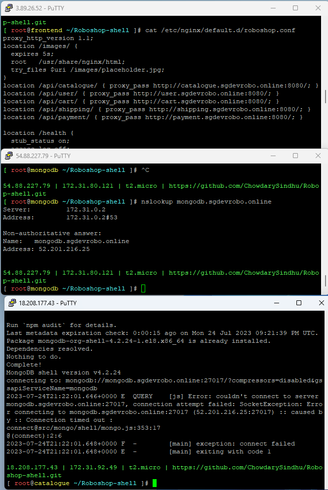 unable to connect to the mongodb server in catalogue · learndevopsonline learndevopsonline ...