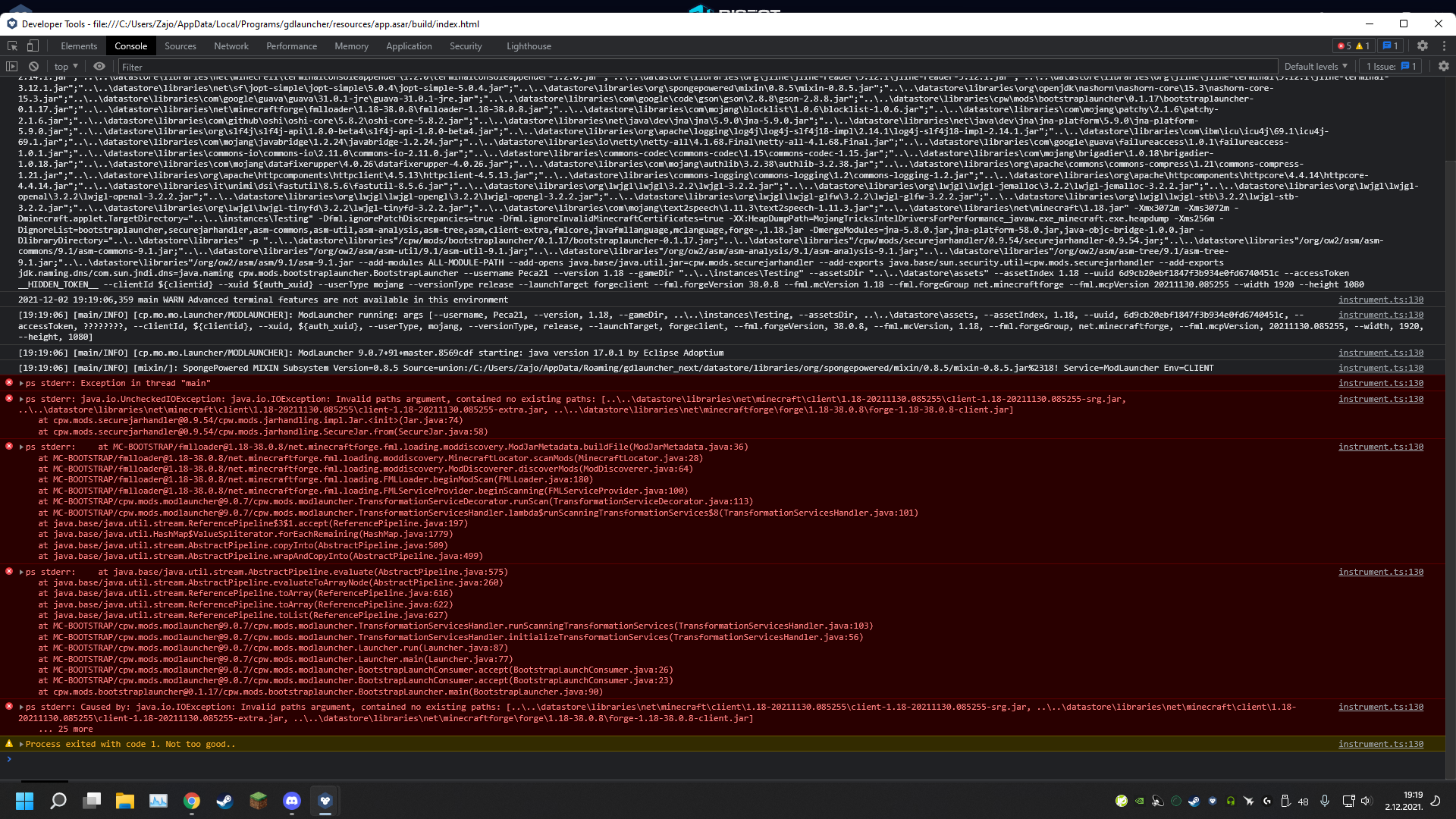 Can't start forge 1.18 (IOException) · Issue #1190 · gorilla-devs ...