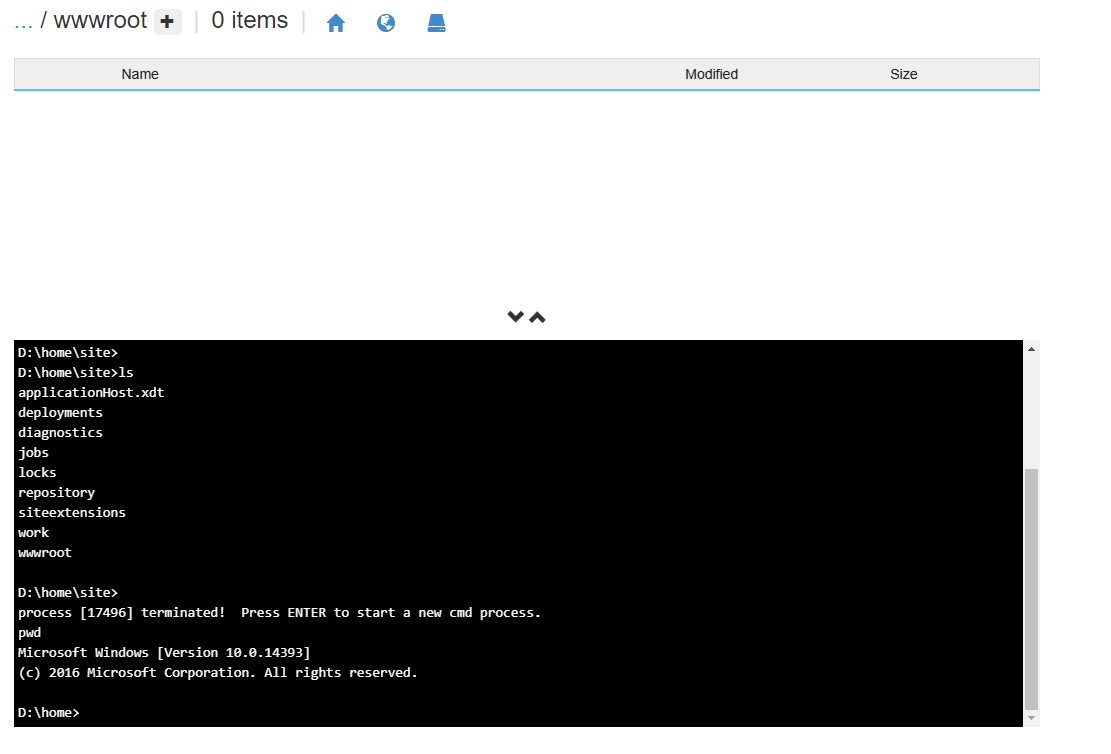 File explorer in /DebgConsole does not sync current directory with cmd emulator after process ...