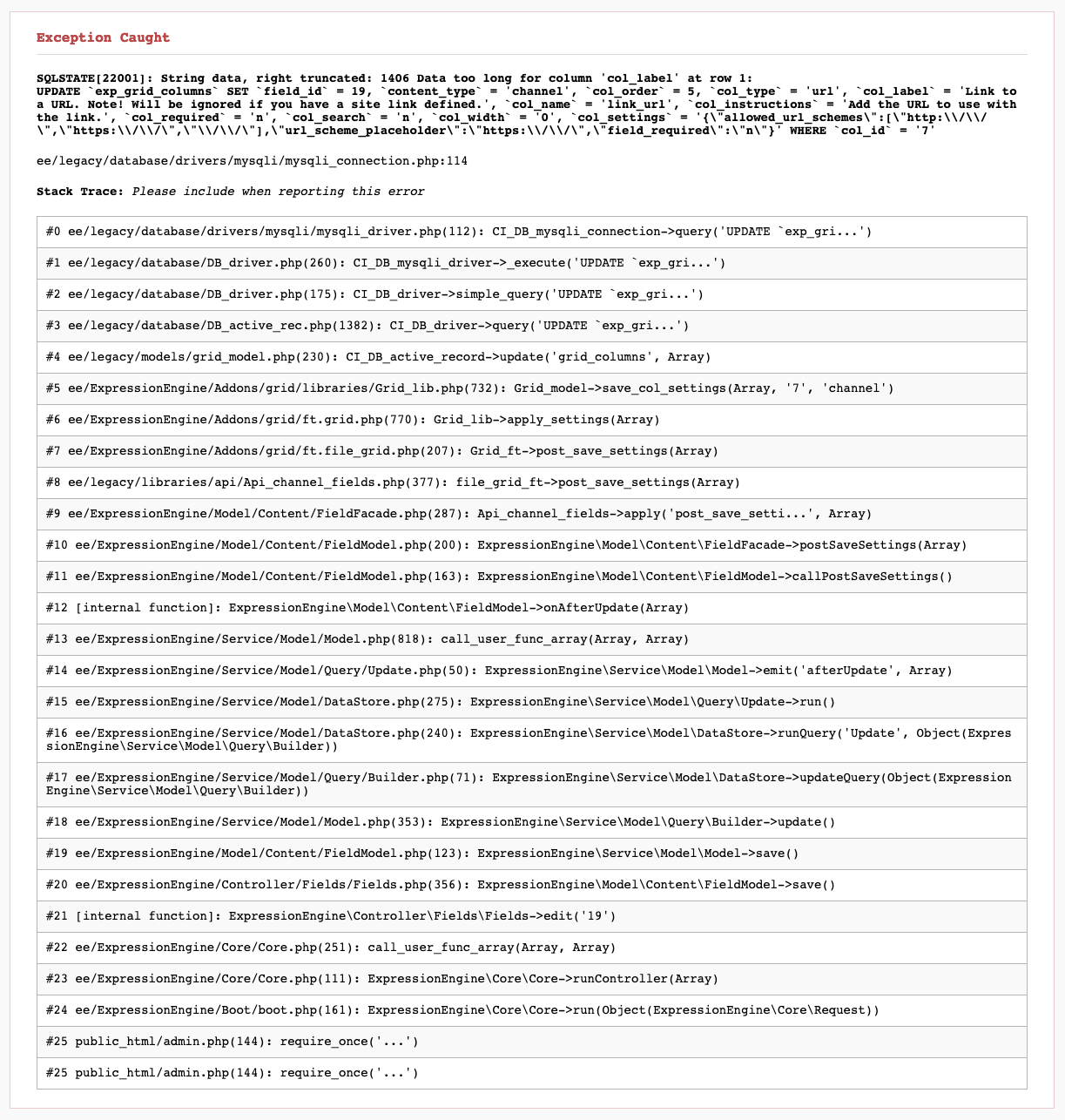 Enter a too long name in Grid->Relationship field and get an exception error... · Issue #1411 ...