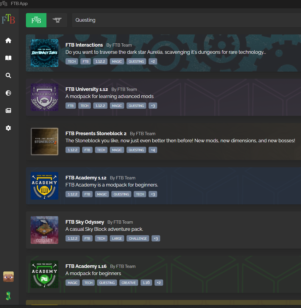 [Bug]: FTB Oceanblock doesn't shown if filtered by "Questing" tag · Issue #657 · FTBTeam/FTB-App ...