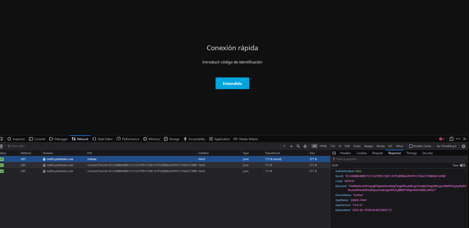 Quick Connect code not displayed in Spanish · Issue #4752 · jellyfin/jellyfin-web · GitHub