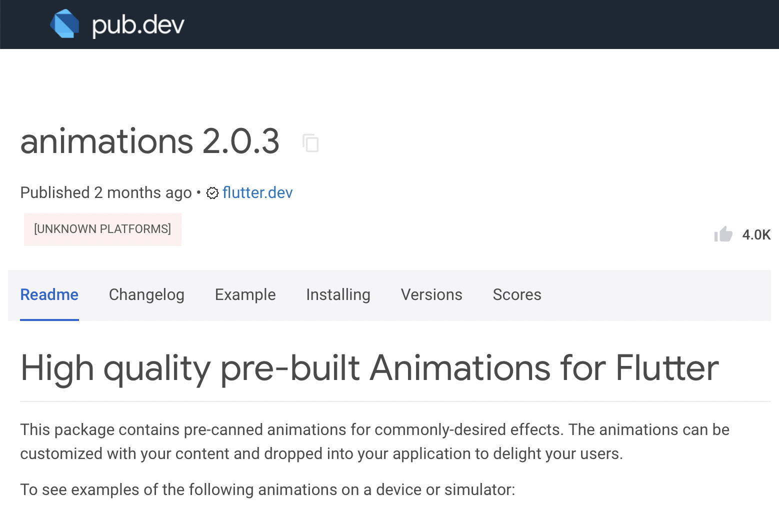 Package tagged as "Unknown Platforms" although package scores section shows no platform support ...