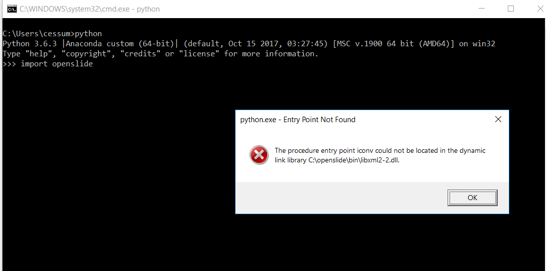 Python.exe Entry point not found · Issue #19 · openslide/openslide-bin · GitHub