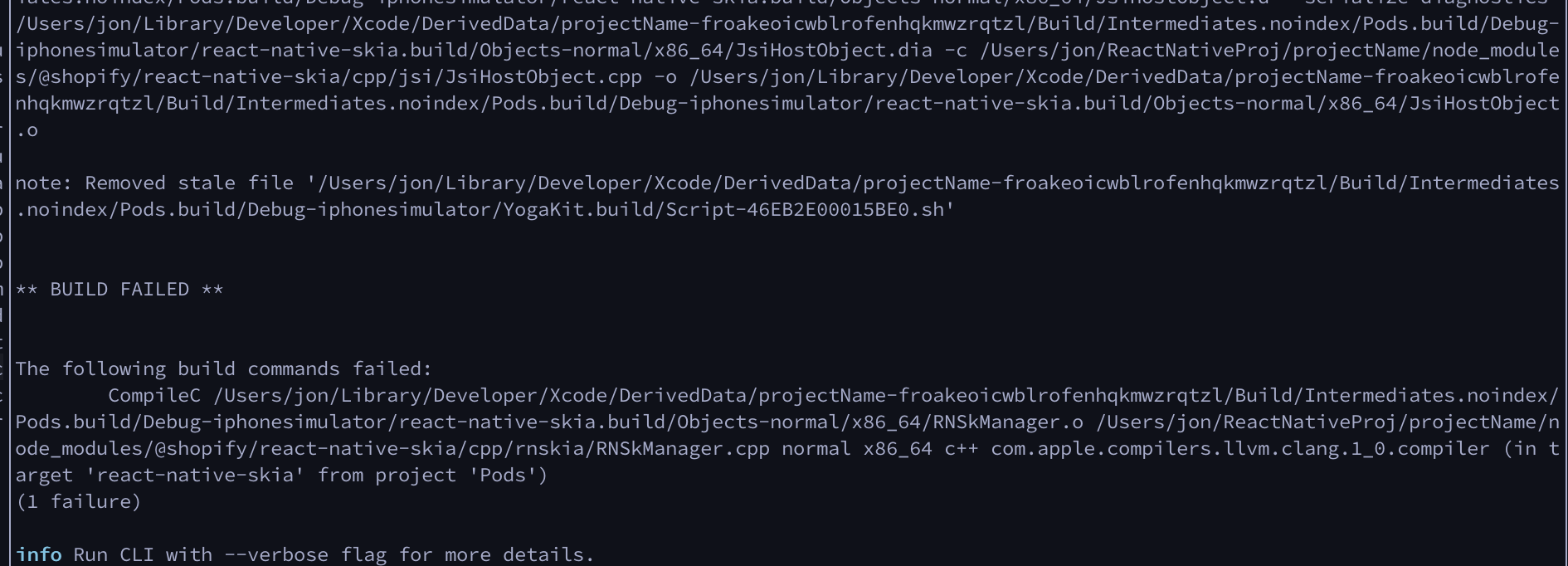 iOS fails to compile new RN project based on 0.69.1 when RN Skia is added. · Issue #661 ...