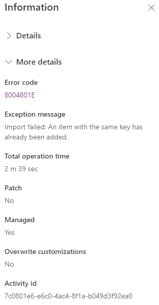[BUG]: Solution "Center of Excellence - Core Components" failed to import: Import failed: An ...