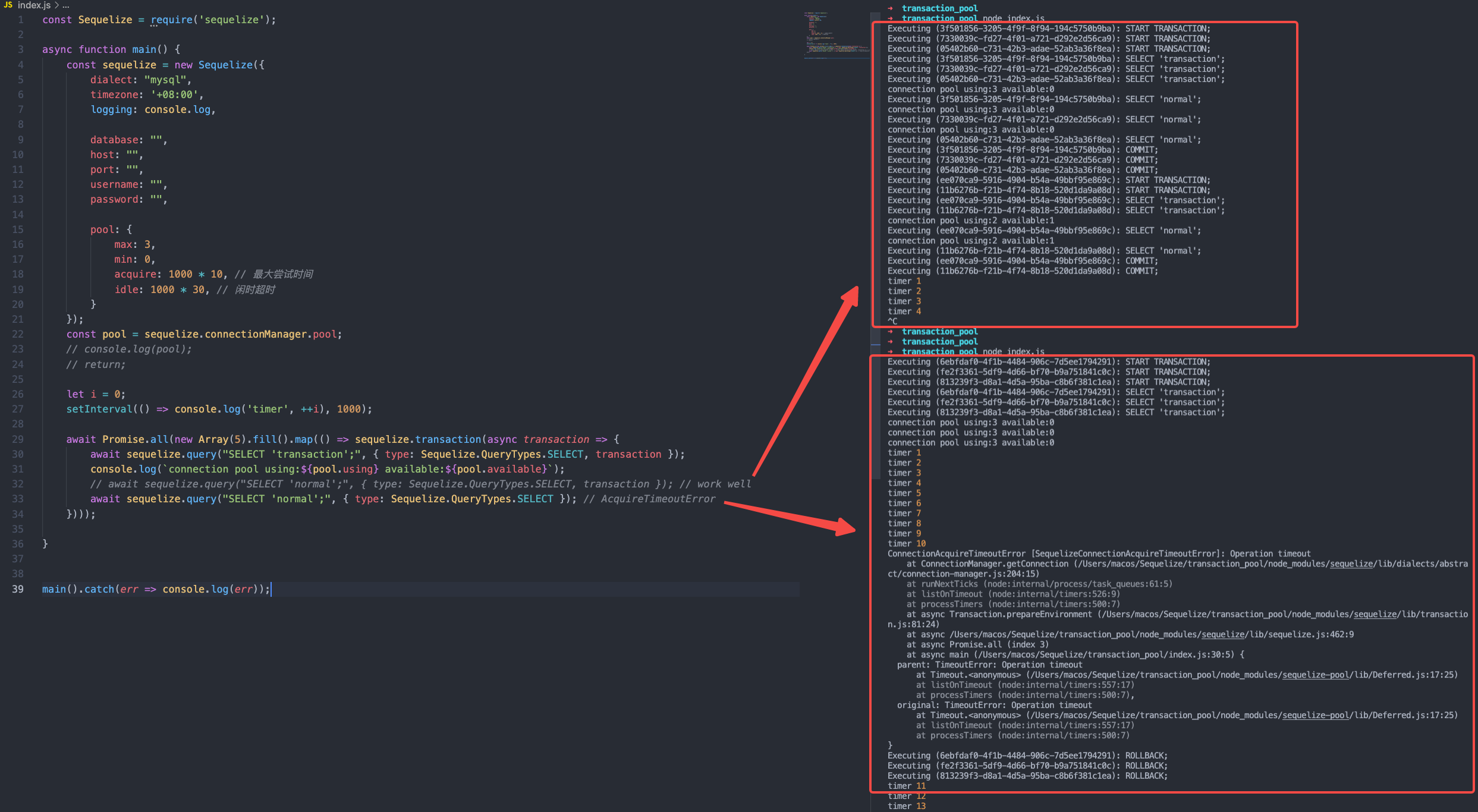 SequelizeConnectionAcquireTimeoutError randomly DB connections pool error · Issue #10858 ...