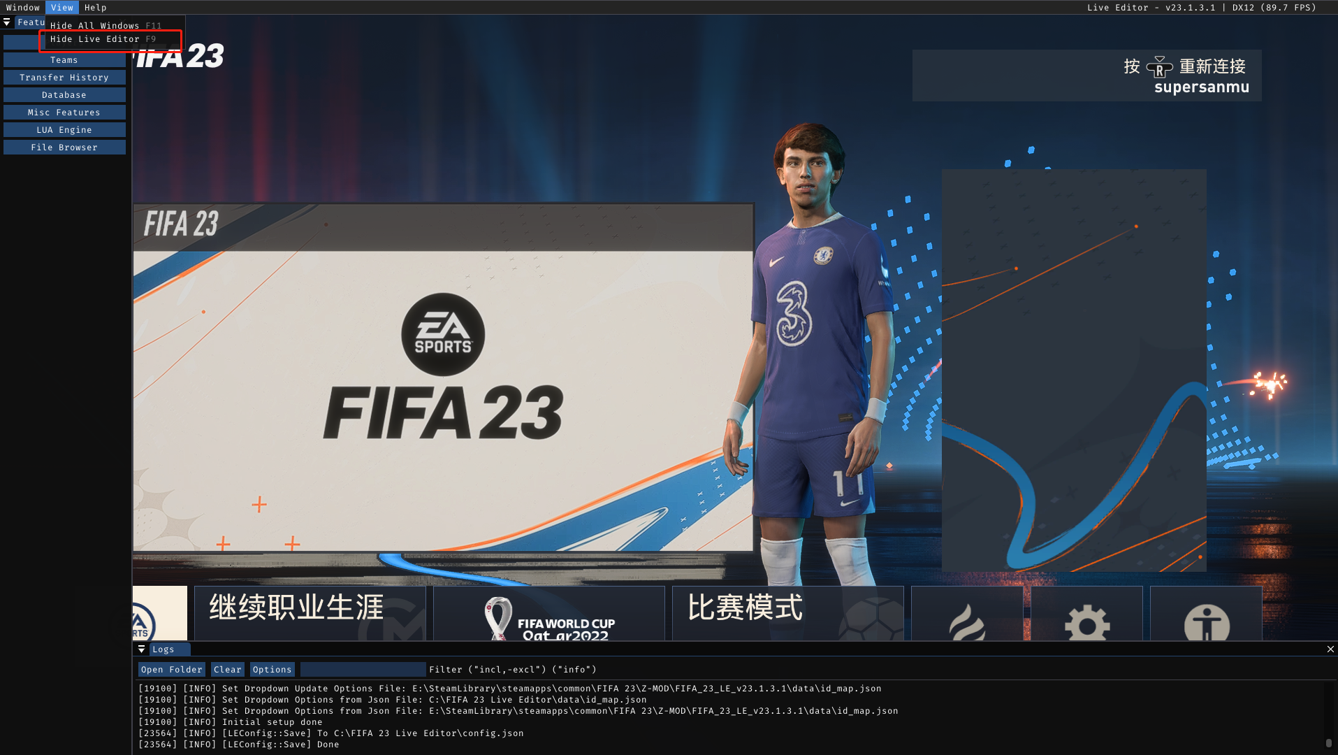 1.3.1 Pressing "F9" isnt open the live editor window, anyone know how ...
