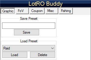 GitHub - strauss7702/LotRO_Buddy: Save and load your own graphic presets. Change FoV. Get Coupon ...
