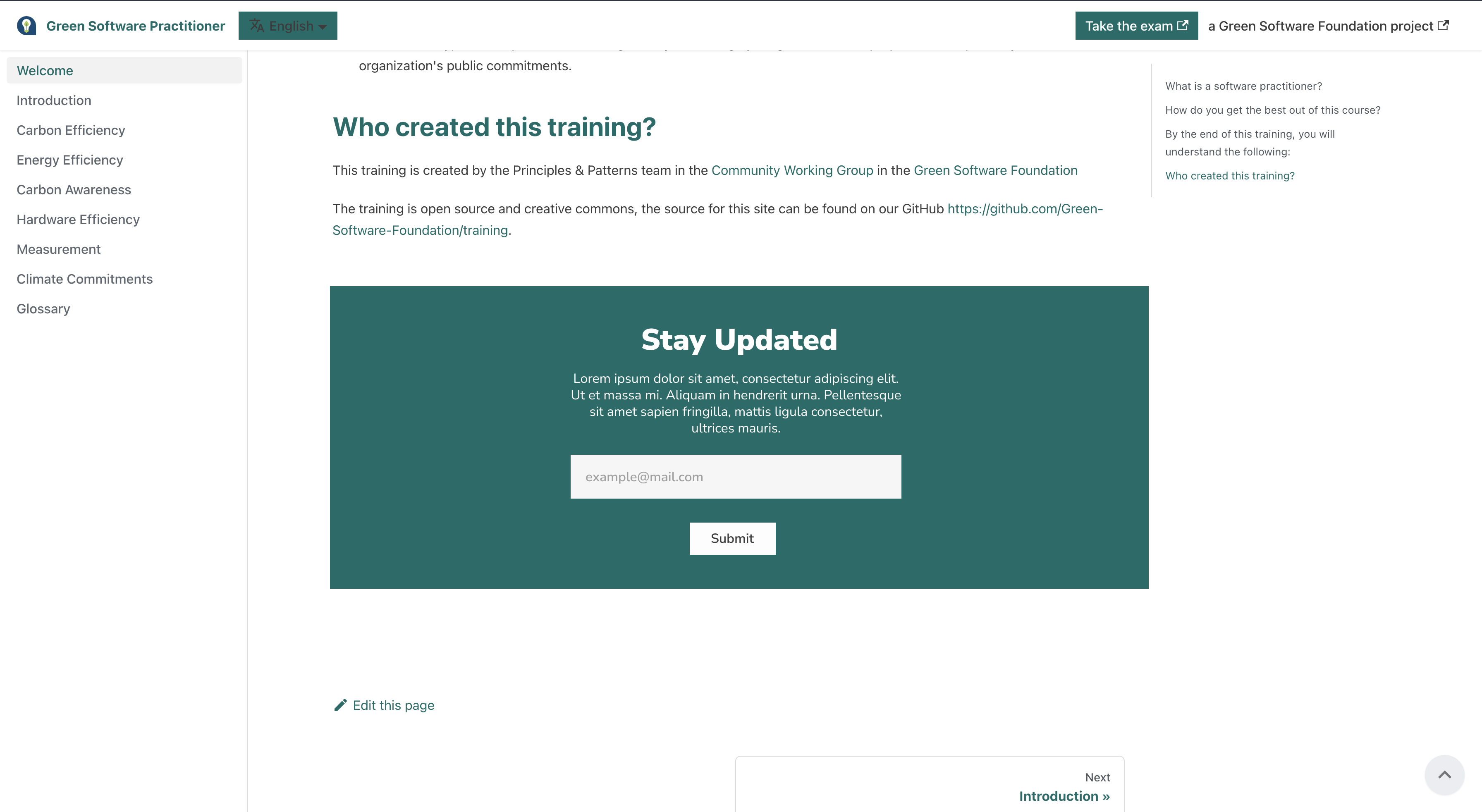 Possibility to subscribe to the newsletter from the GSF learn website ...