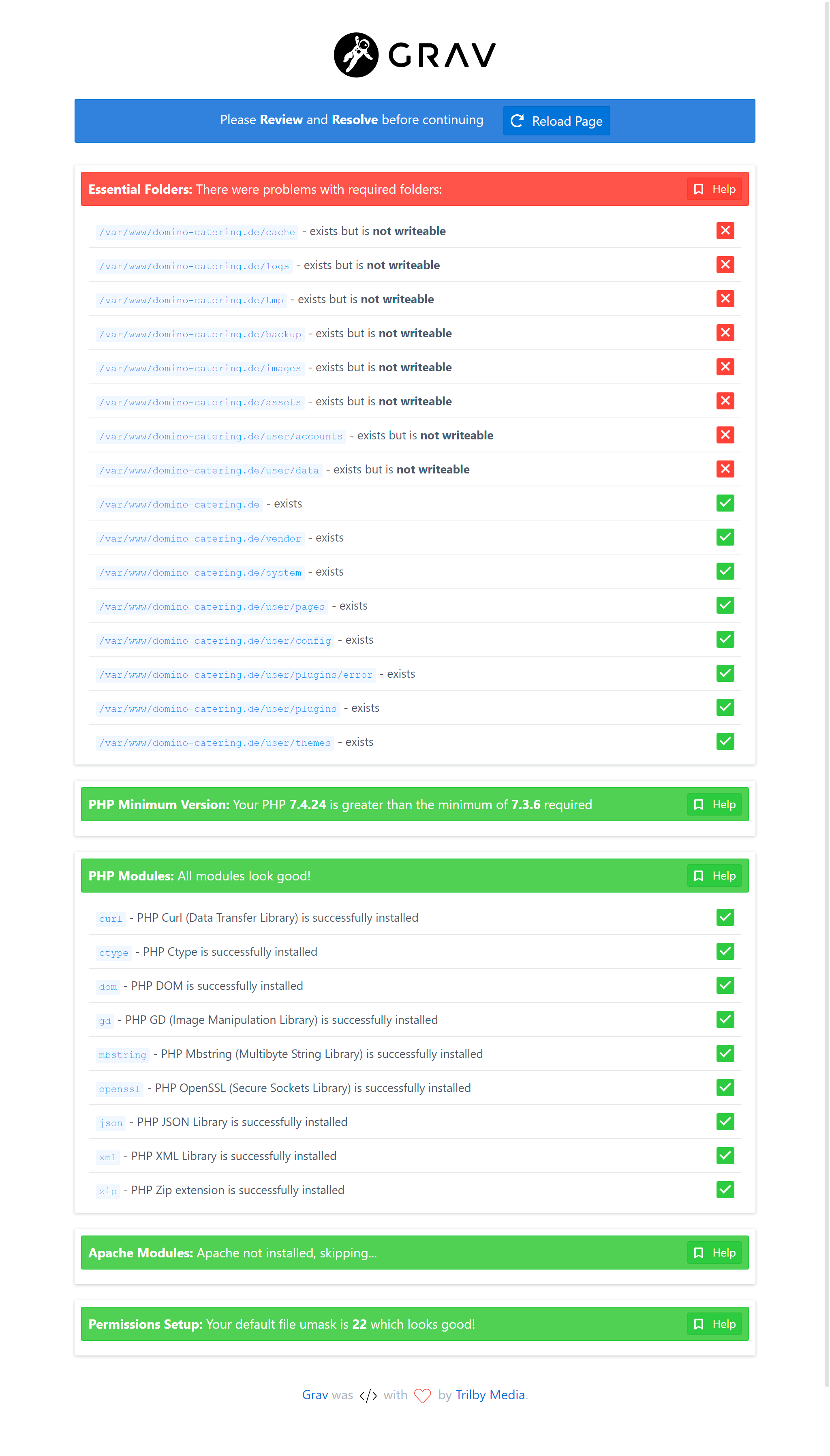Exists but not writable · Issue #3471 · getgrav/grav · GitHub