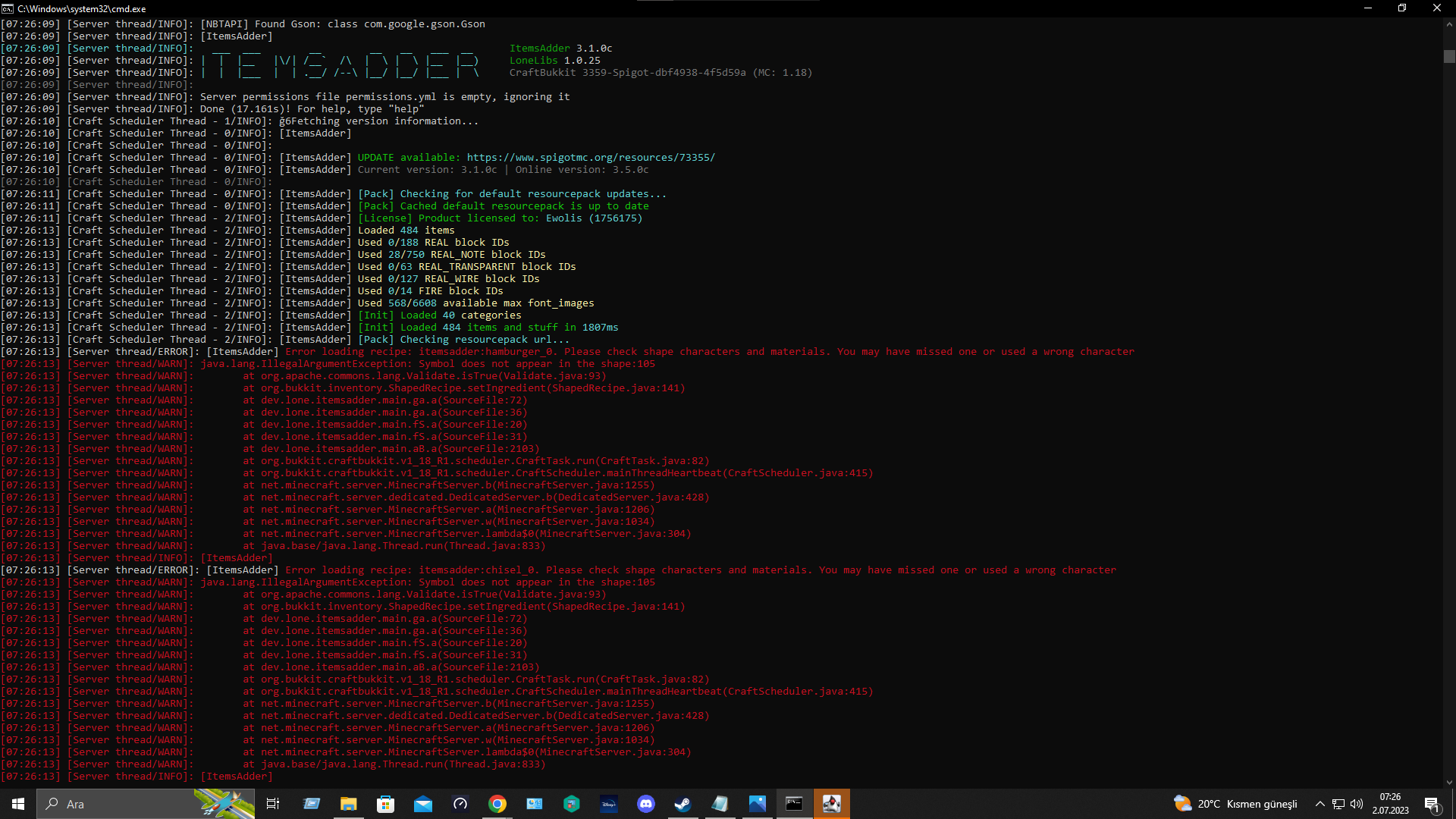 I can't run ItemsAdder in 1.18 · Issue #2836 · PluginBugs/Issues-ItemsAdder · GitHub