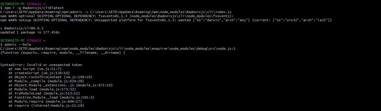adonis --help gives error after fresh npm installation · Issue #790 · adonisjs/core · GitHub