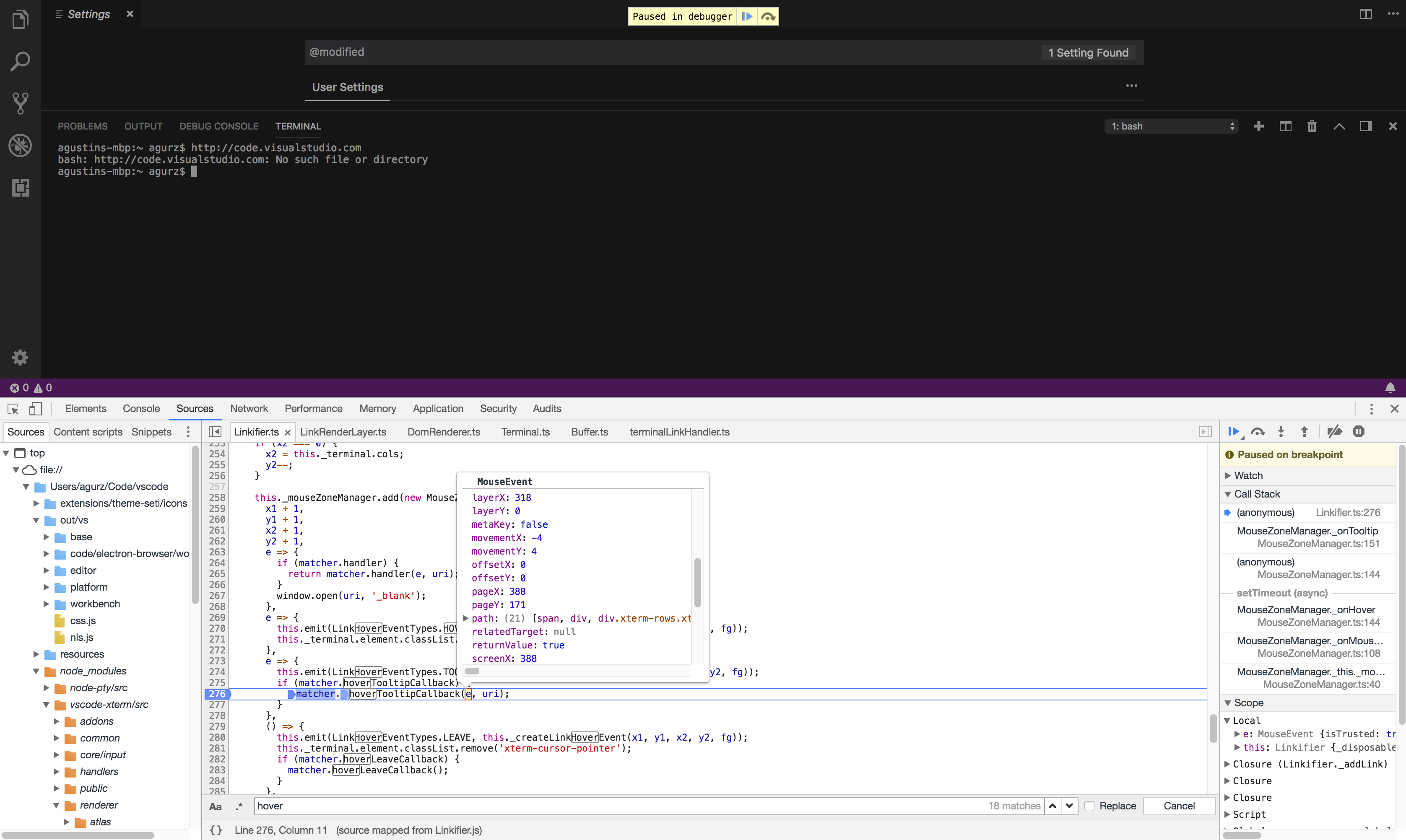 Terminal link tooltip location is wrong under the DOM renderer · Issue #50128 · microsoft/vscode ...