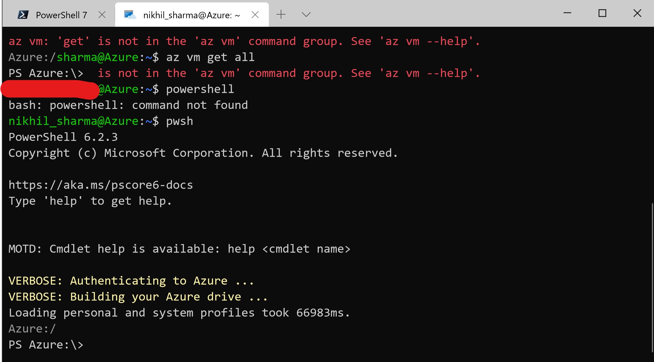 Issues while running PWSH with Azure Cloud Shell · Issue #3882 · microsoft/terminal · GitHub