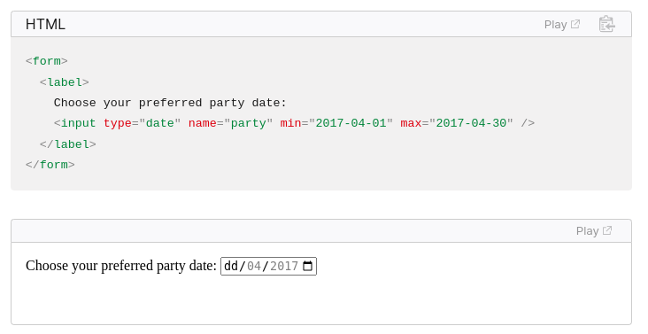 Input Tag Is Not Working As Expected With Attributes Type Date Min 2017 03 01 Max 2017 03