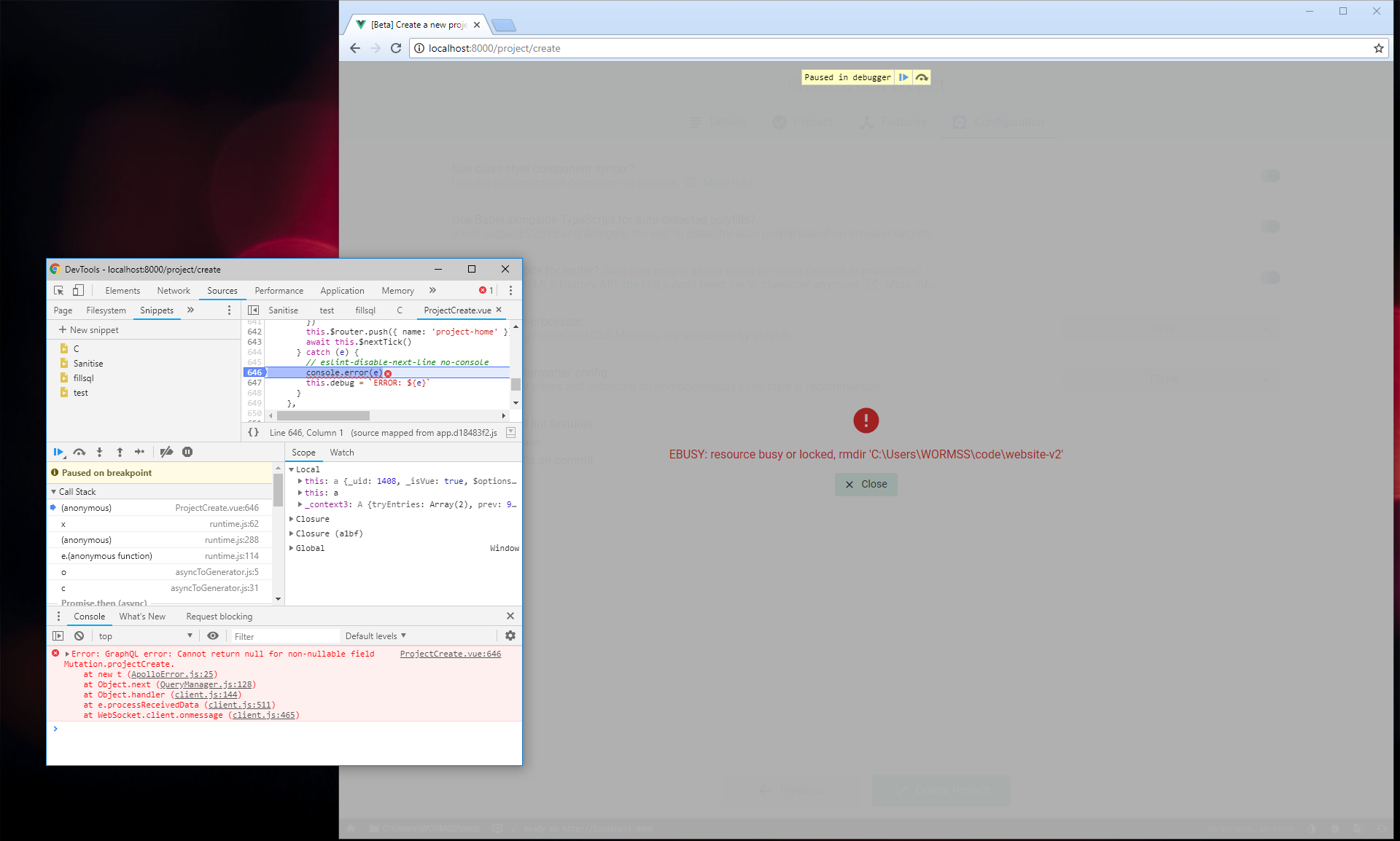 Error Popup When Creating A New Project Too Fast · Issue 3788 · Vuejsvue Cli · Github 2673