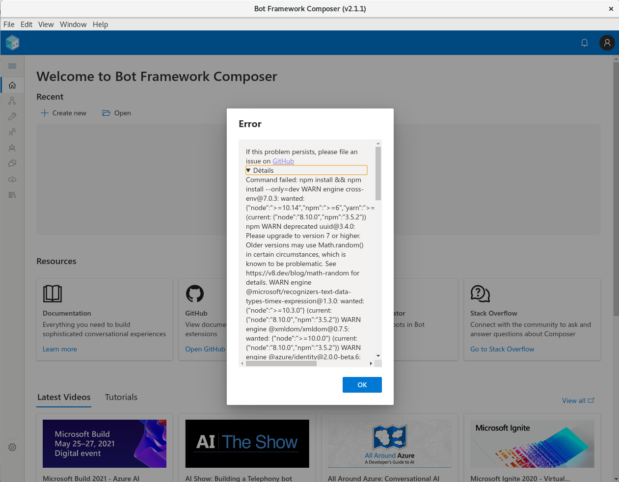 Impossible To Create And Build New Bot Uimportant · Issue 8871 · Microsoftbotframework