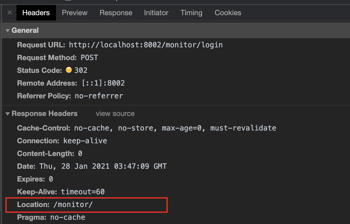302 redirect without location after login success in webflux when I access http://localhost:port ...