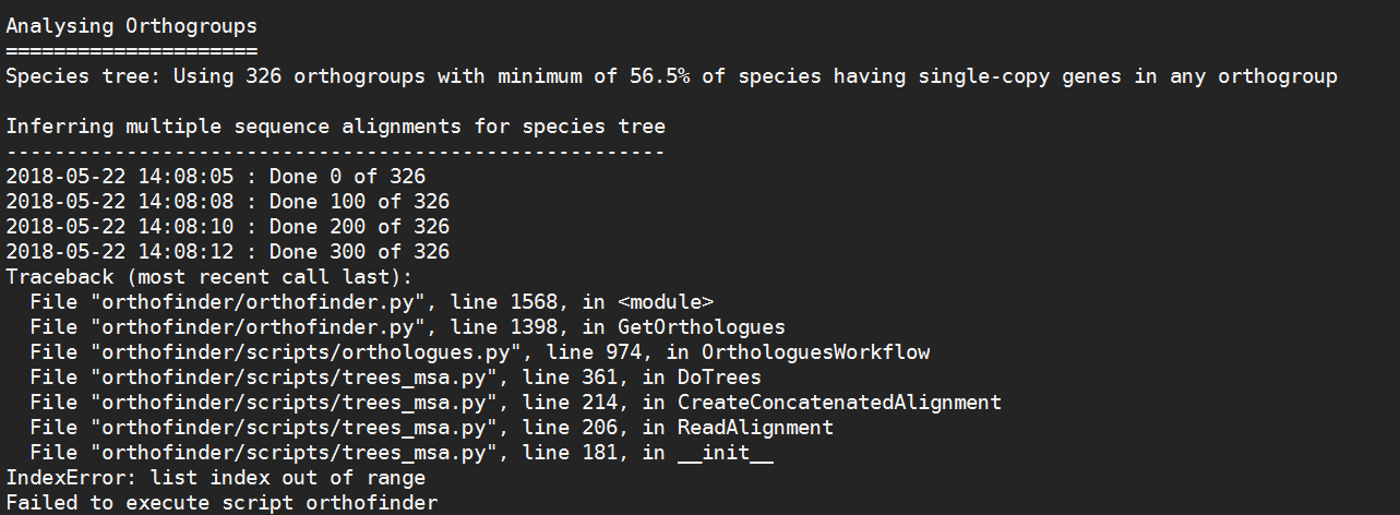 MSA error · Issue #166 · davidemms/OrthoFinder · GitHub