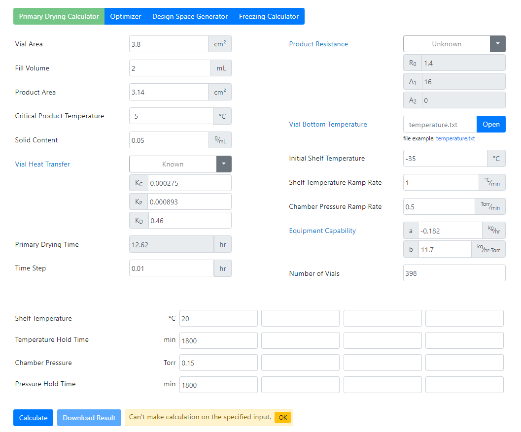 Using Experimental Tp Measurements Through File To Compute Rp Gives