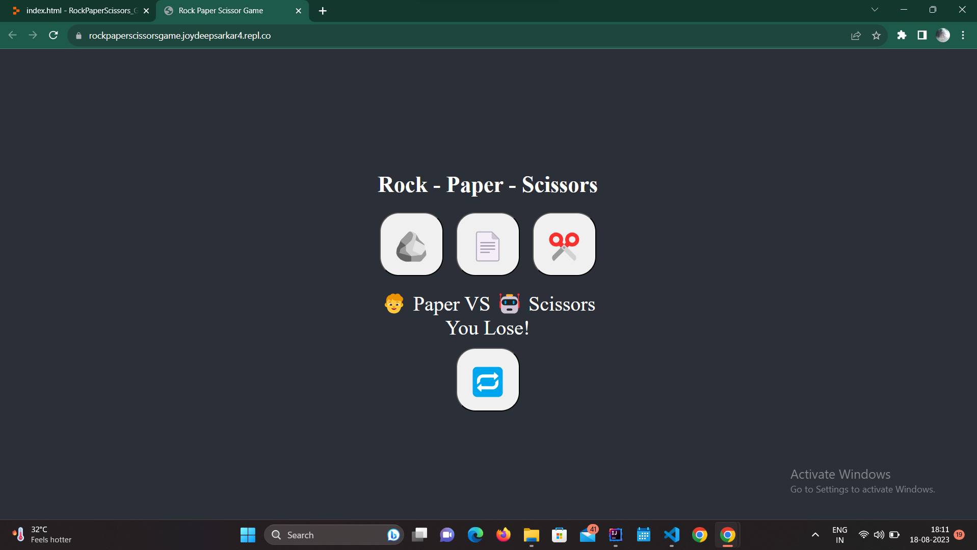 GitHub - joydeepsarkar99/Rock-Paper-Scissor-Game: An interactive Rock ...