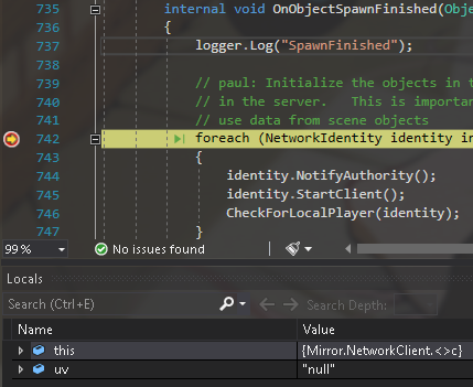 Client not properly changing scenes/spawning objects in Unity Editor ...