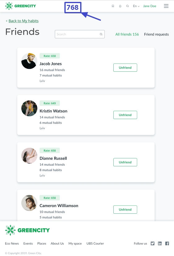 [Friend list] [My space] The "Friend list" form doesn't match the mockup on 767 and the smoller ...
