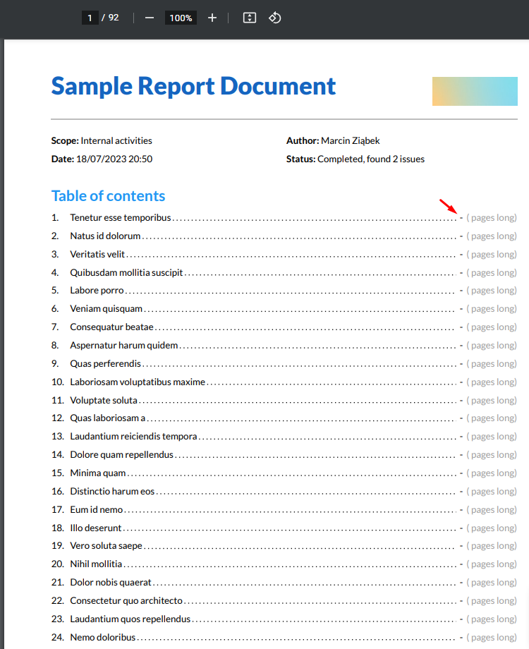 [BUG] Missing page numbers in StandardReport table of contents · Issue #609 · QuestPDF/QuestPDF ...