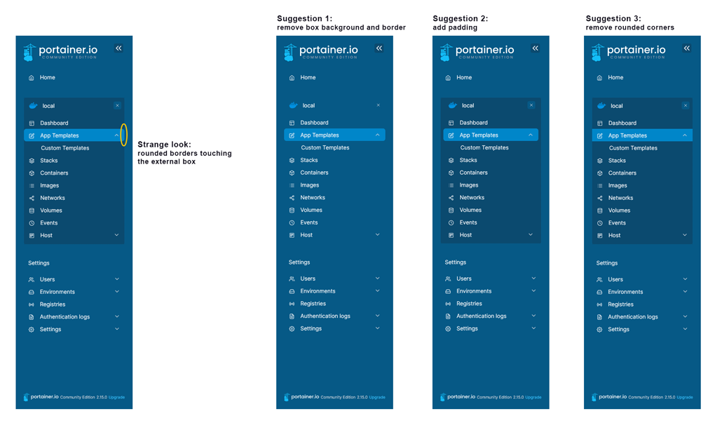 Menu needs padding · Issue #7636 · portainer/portainer · GitHub