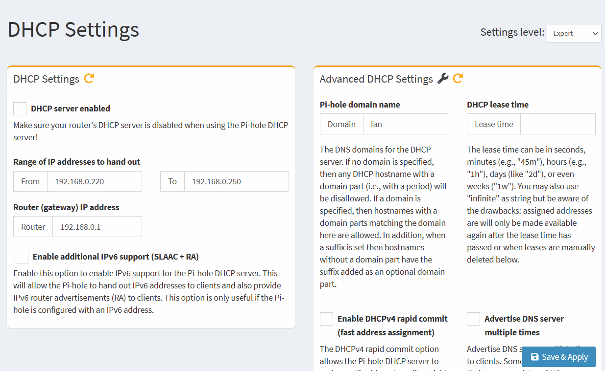 Saving settings in `DHCP` removed flag indicators · Issue #2824 · pi-hole/web · GitHub
