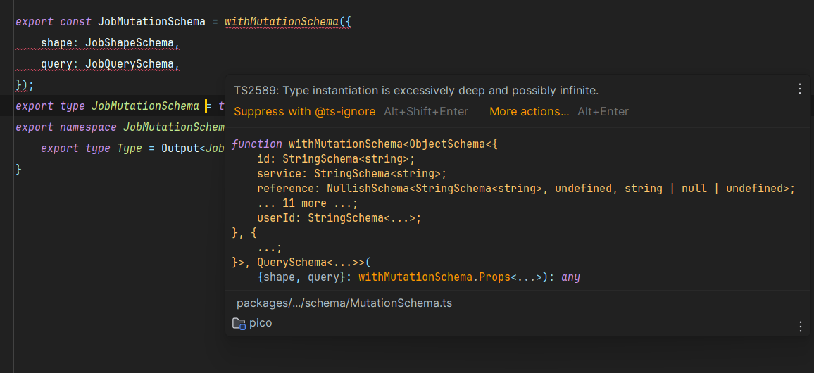 Zod Valibot 1 1 Transformation Type Instantiation Is Excessively Deep And Possibly Infinite
