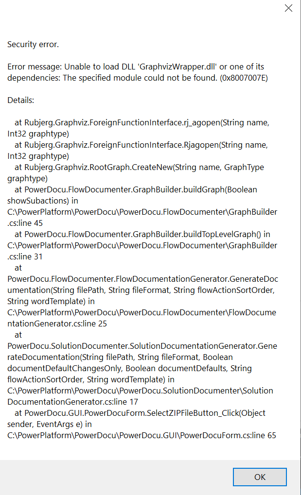 Security Error - Unable to load DLL GraphvizWrapper.dll · Issue #98 · modery/PowerDocu · GitHub