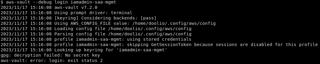 Unable to decrypt credentials file when using pass backend · Issue #1230 · 99designs/aws-vault ...