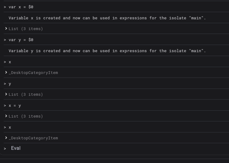 Eval assignment behaviour · Issue #5500 · flutter/devtools · GitHub