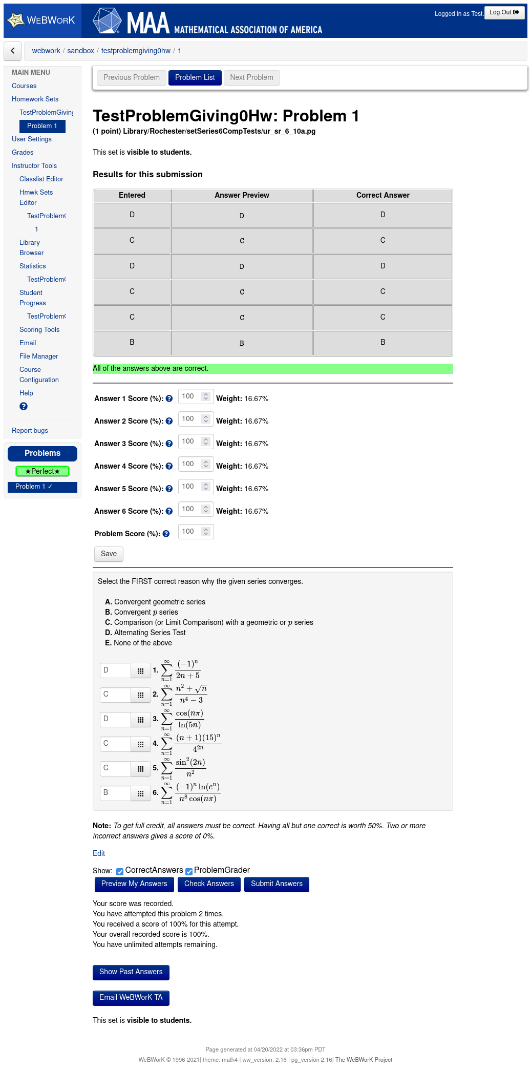 Problem Gives A Score Of 0 In Quizzes But Works Fine In Homework Sets · Issue 927