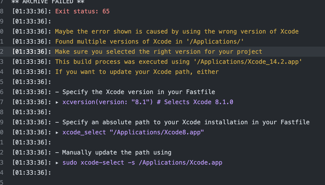 Use Xcode 14 Cant Archive Exit Status 65 · Issue 21161 · Fastlane