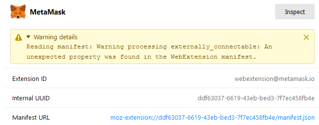 Firefox 82.0.2 blank window: An unexpected property was found in the WebExtension manifest ...