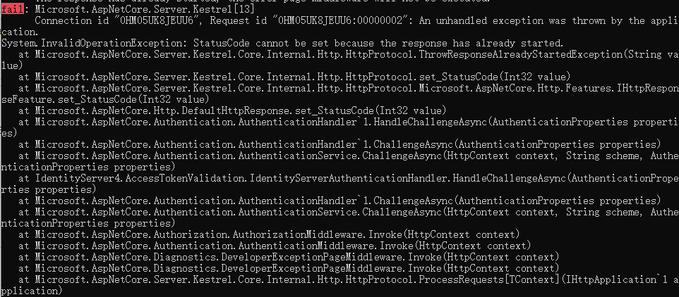Statuscode Cannot Be Set Because The Response Has Already Started · Issue 4456