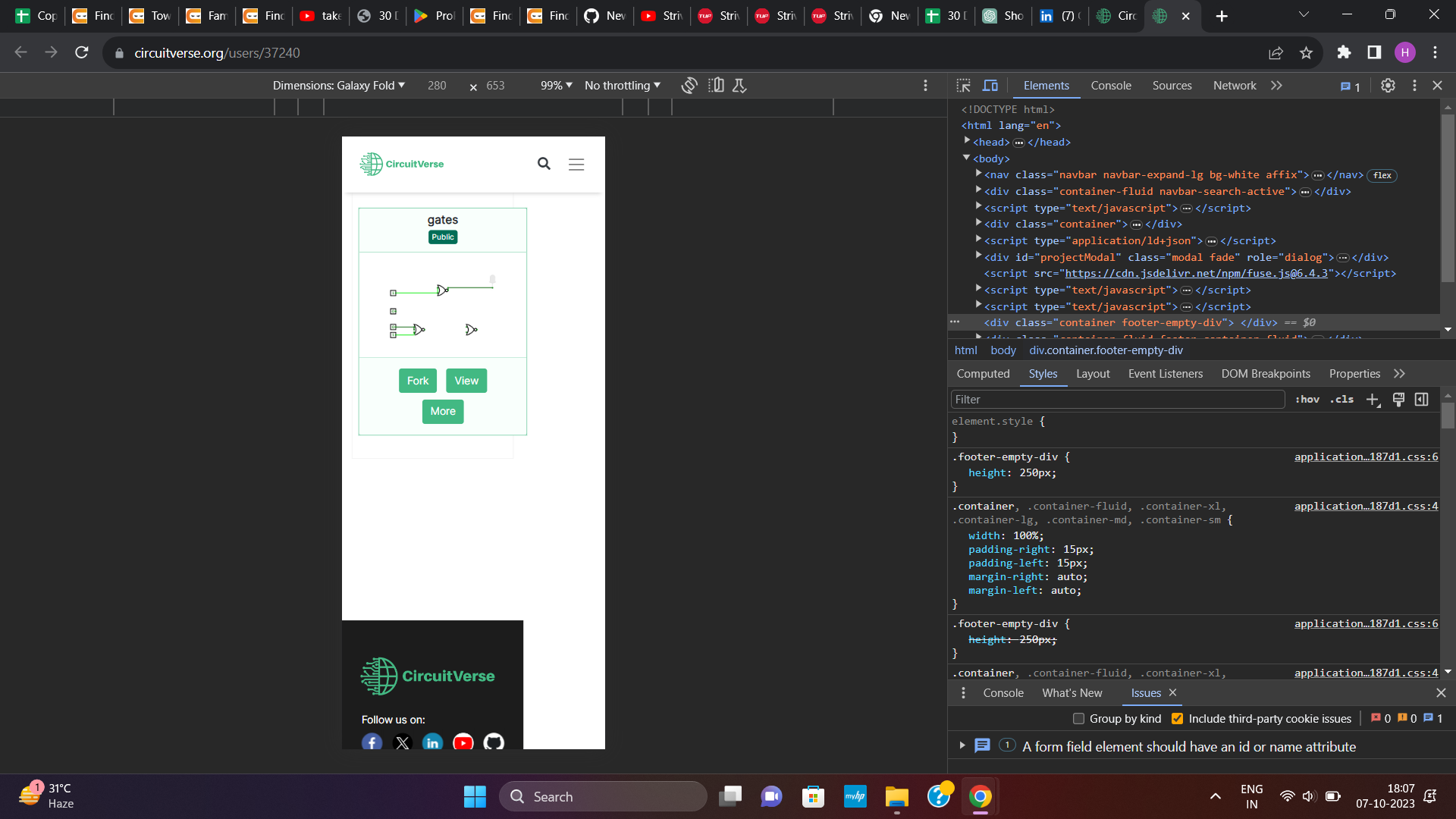 🐞 Bugfooter Irresponsive · Issue 4145 · Circuitversecircuitverse · Github