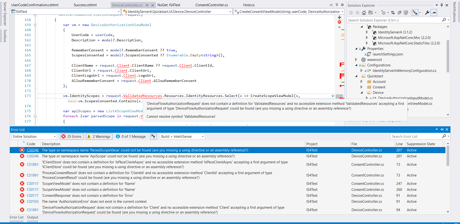 Getting Error In Latest Source Of Quick Start Project With Aspnet Core